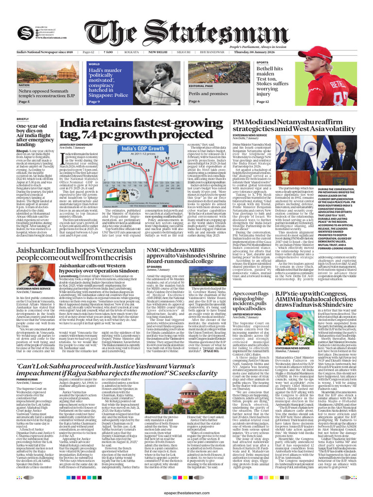 the-statesman-08-01-2026 | PDF | Government