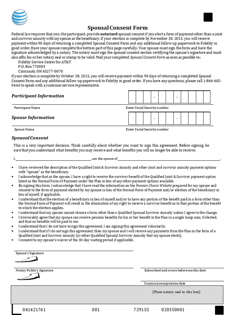 Spousal Consent Form | PDF | Life Annuity | Social Security (United States)