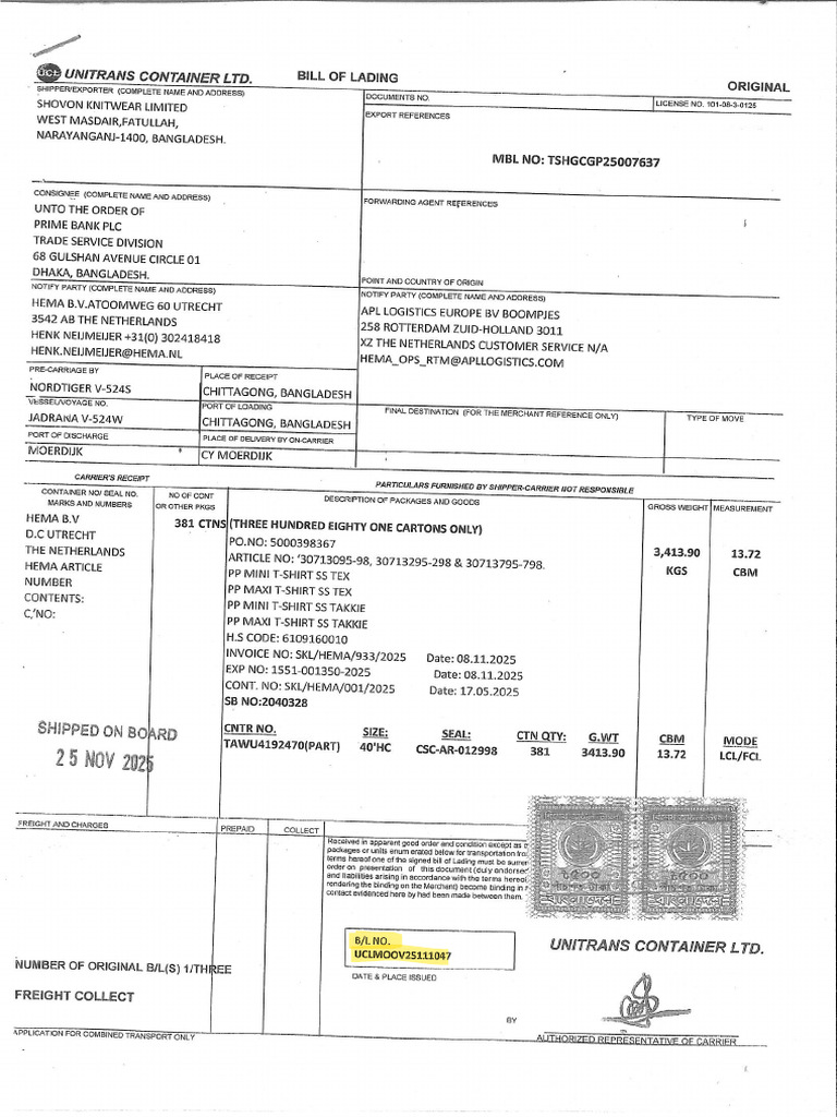 All Bill of Lading | PDF