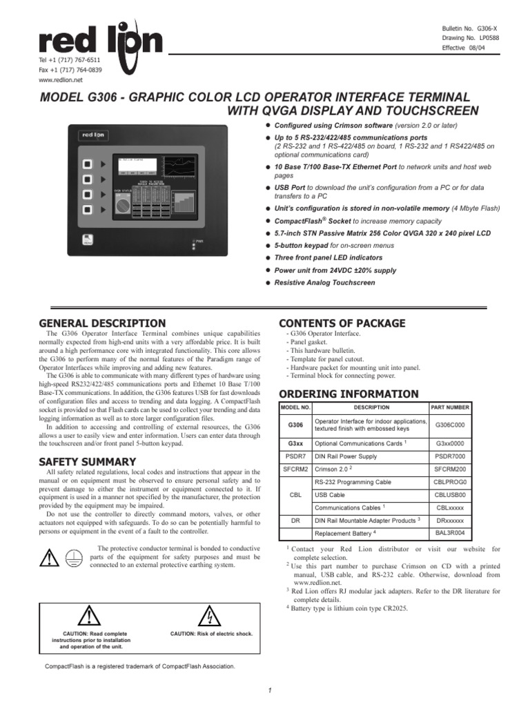 G306 Operator Interface Terminal Overview | PDF | Usb | Power Supply