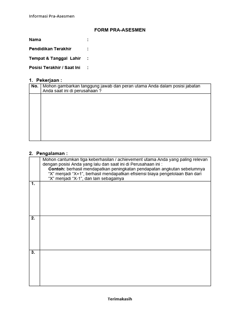 Odhie Yanpranata - Form Pra-Asesmen EPN 2025 | PDF