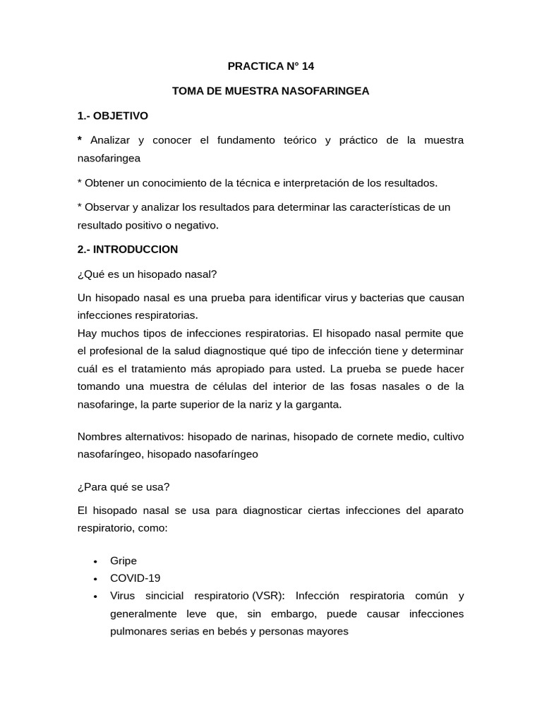 Guía sobre Toma de Muestra Nasofaríngea | PDF | Tos | Meningitis