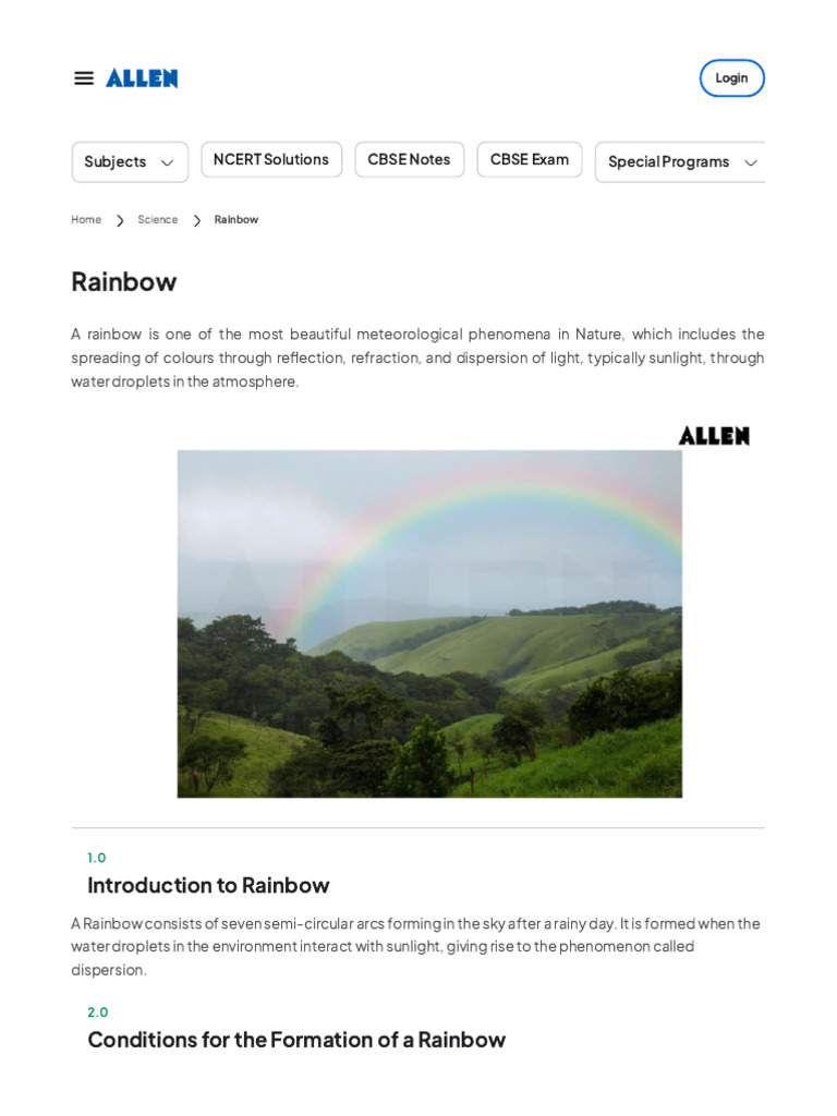 Understanding Rainbow Formation and Science | PDF | Rainbow | Refraction