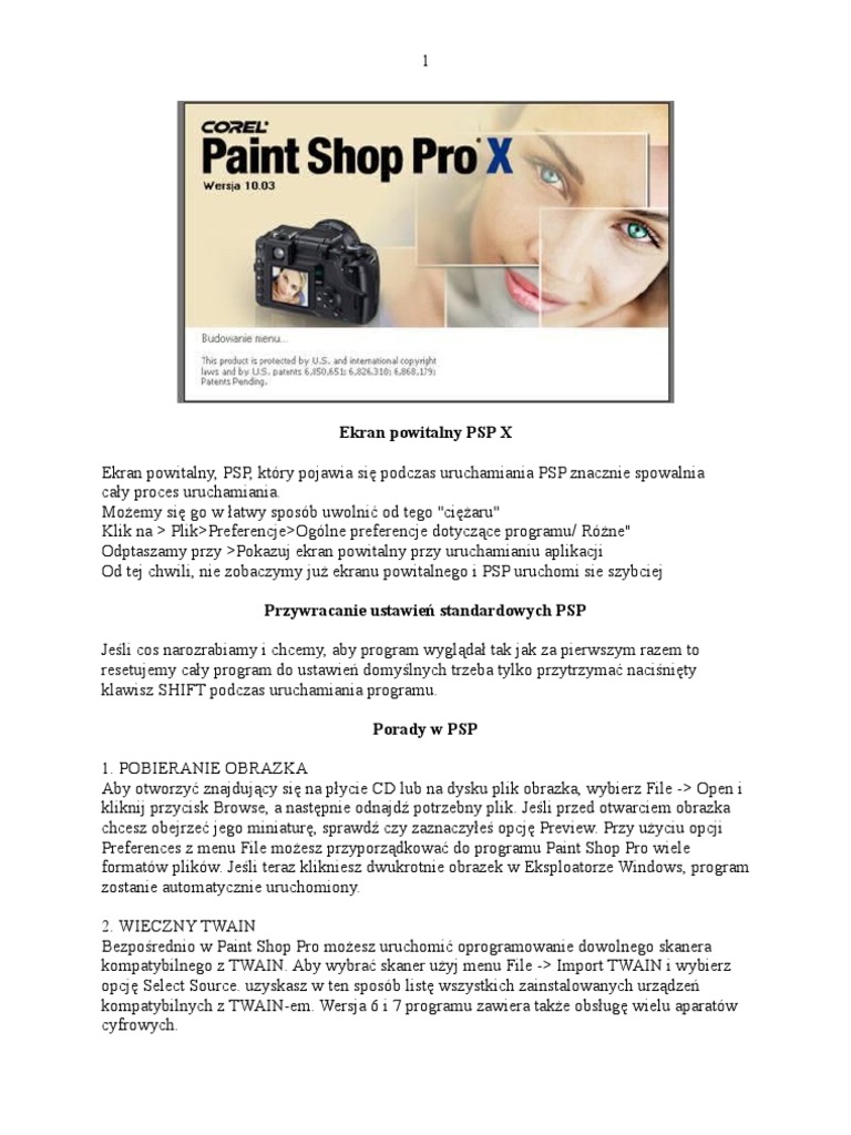 Paint Shop Pro X, XI - Porady | PDF