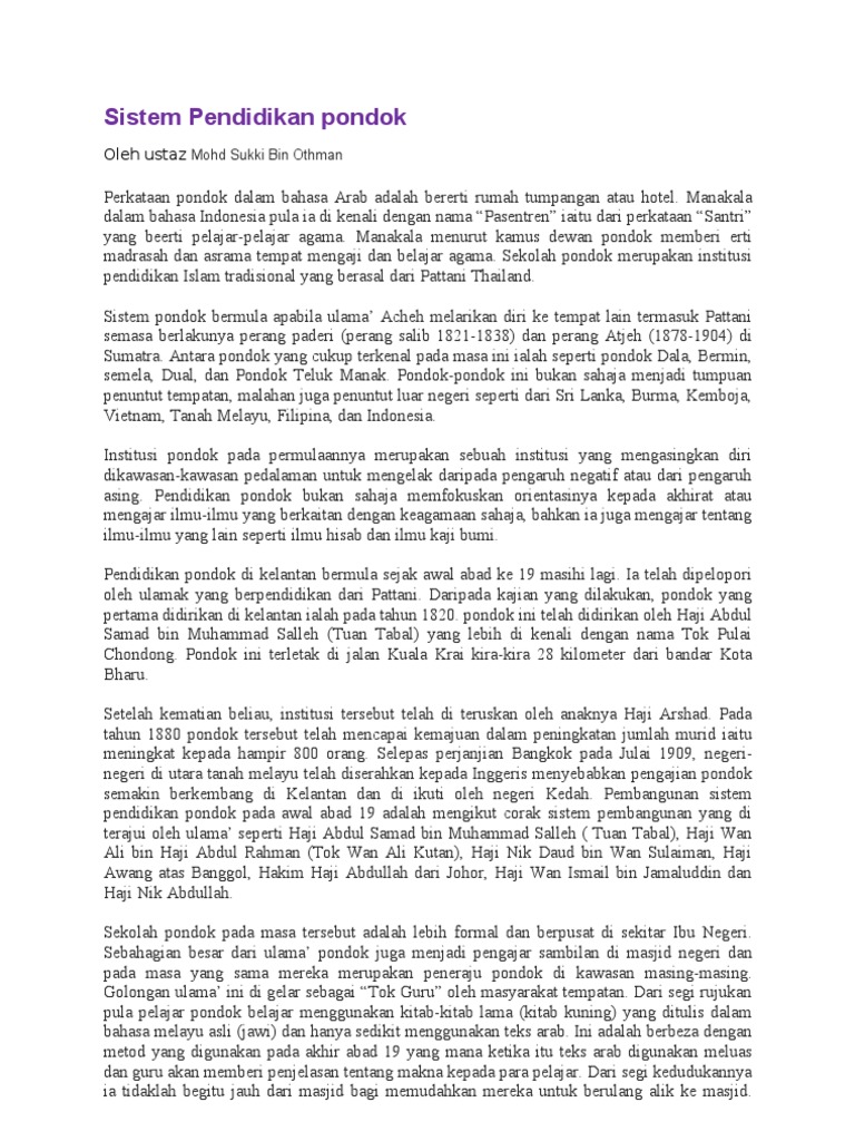 Sistem Pendidikan Pondok Di Malaysia | PDF