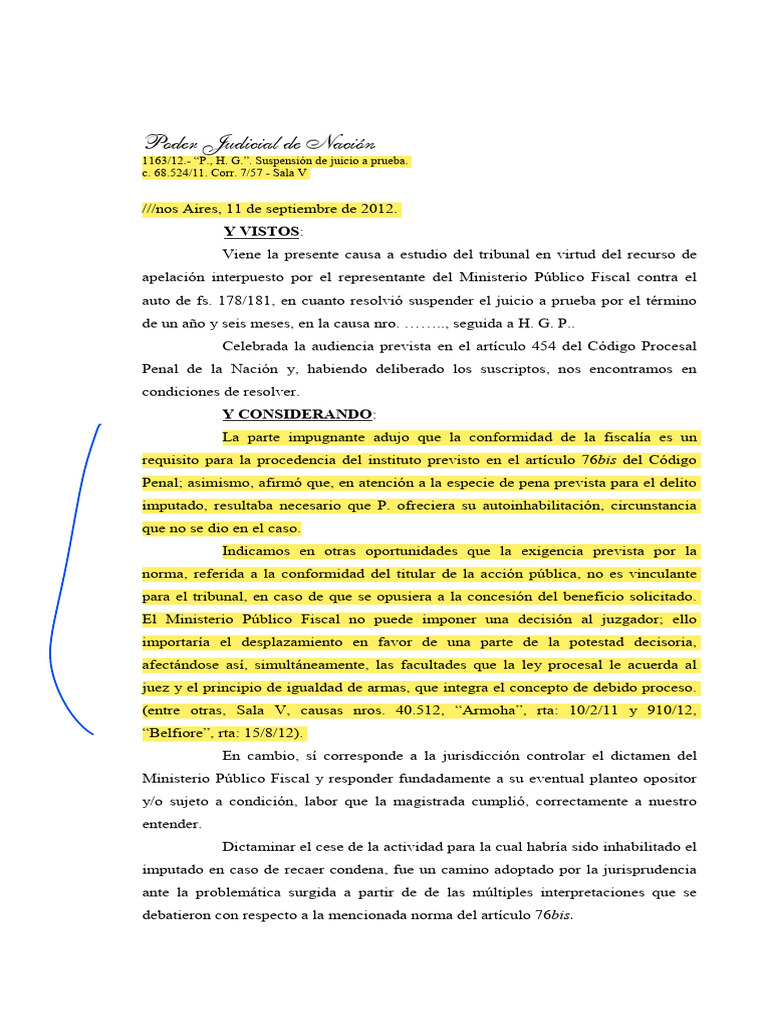 CNCC Oposicioón Del Fiscal No Vinculante, Norverto y Acosta | PDF ...