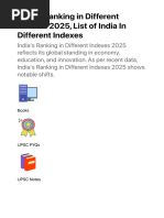 India's Rankings in Global Indexes 2025 | PDF | Economies