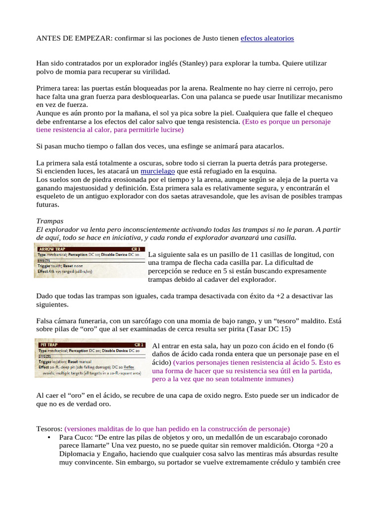 Exploración de Tumba: Trampas y Tesoros | PDF
