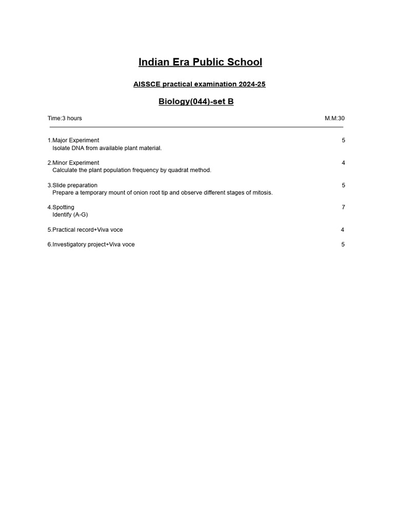 Biology Practical Set-b | PDF