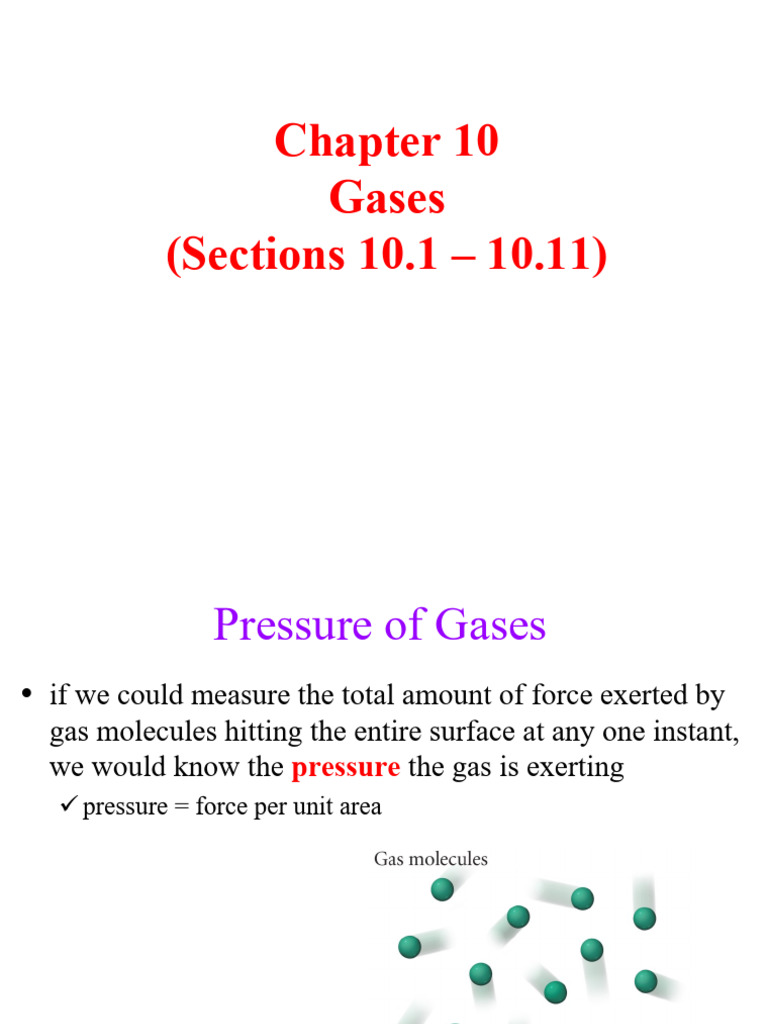 Lecture Slides - Chapter 10 | PDF | Gases | Pascal (Unit)