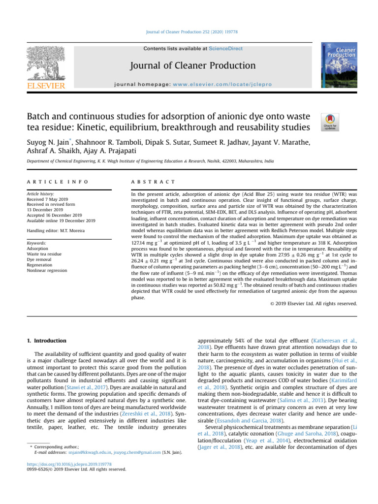 Published JCLP | PDF | Adsorption | Ph