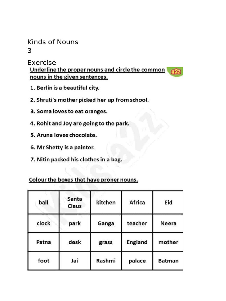 Kinds of Nouns -Worksheets 3 | PDF