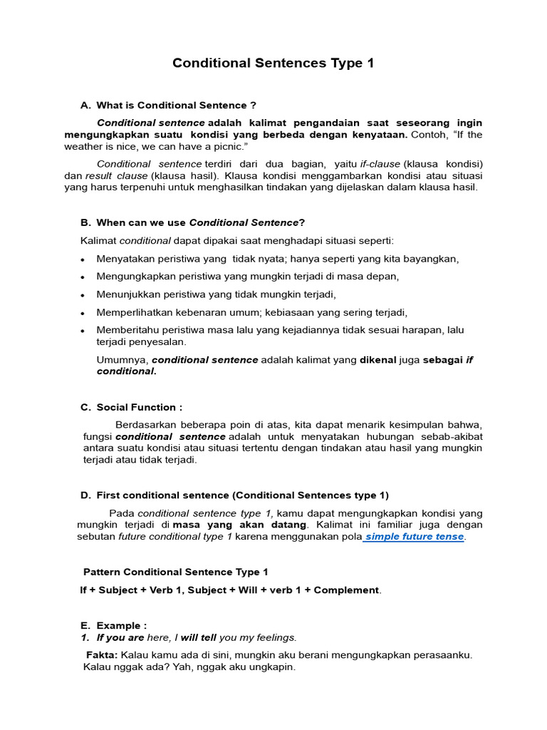 Conditional Sentences Type 1-1 | PDF | Chef | Foods