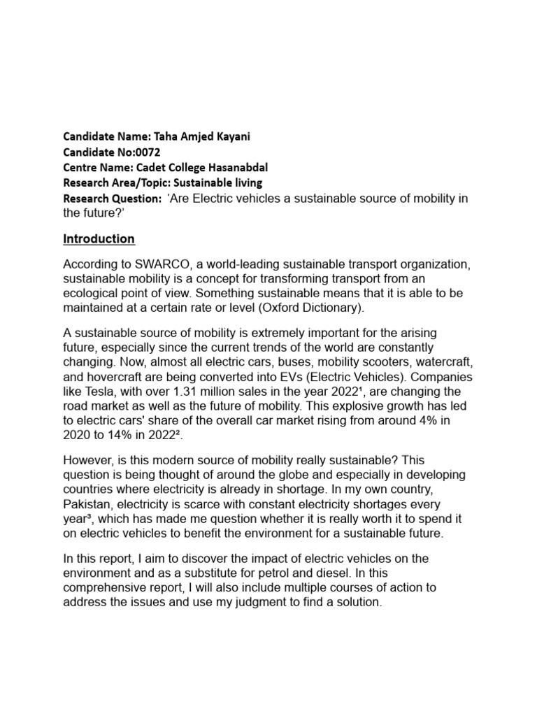 FINAL IR FOR O LEVEL | PDF | Electric Vehicle | Electric Car