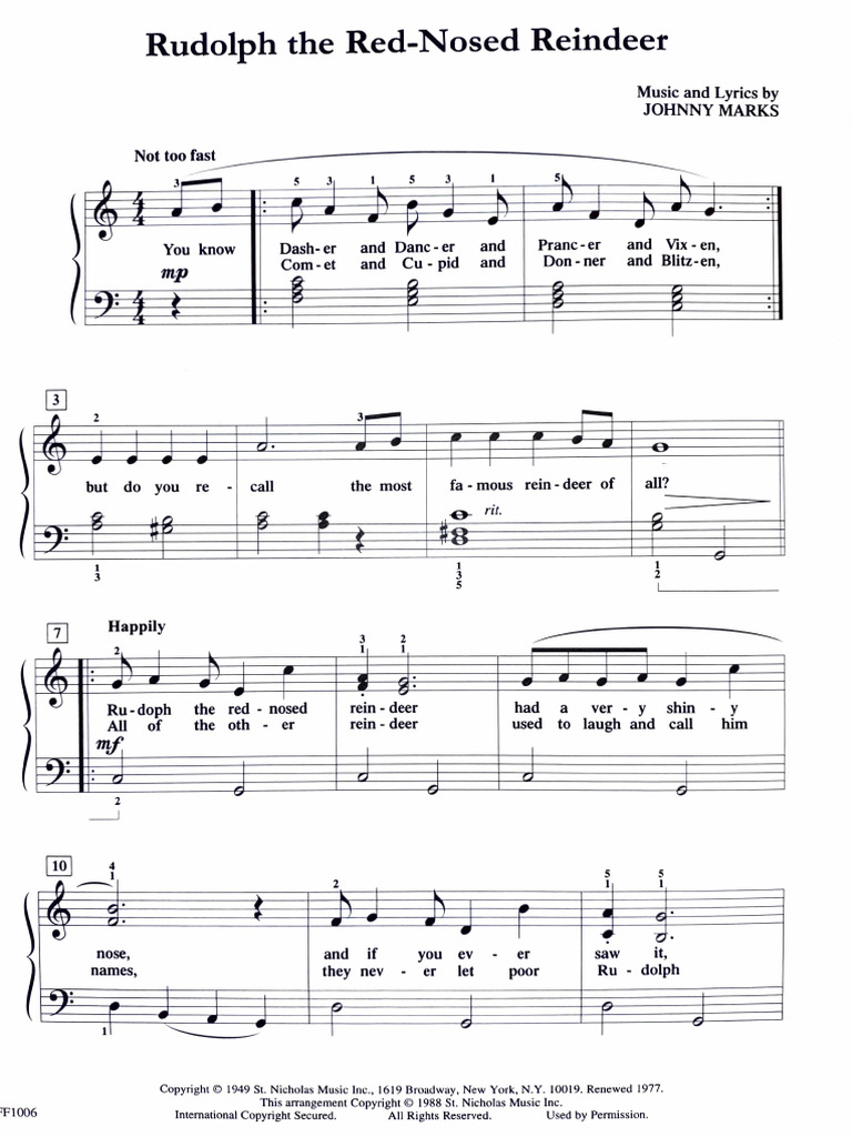 Rudolph the Red-Nosed Reindeer Lyrics | PDF