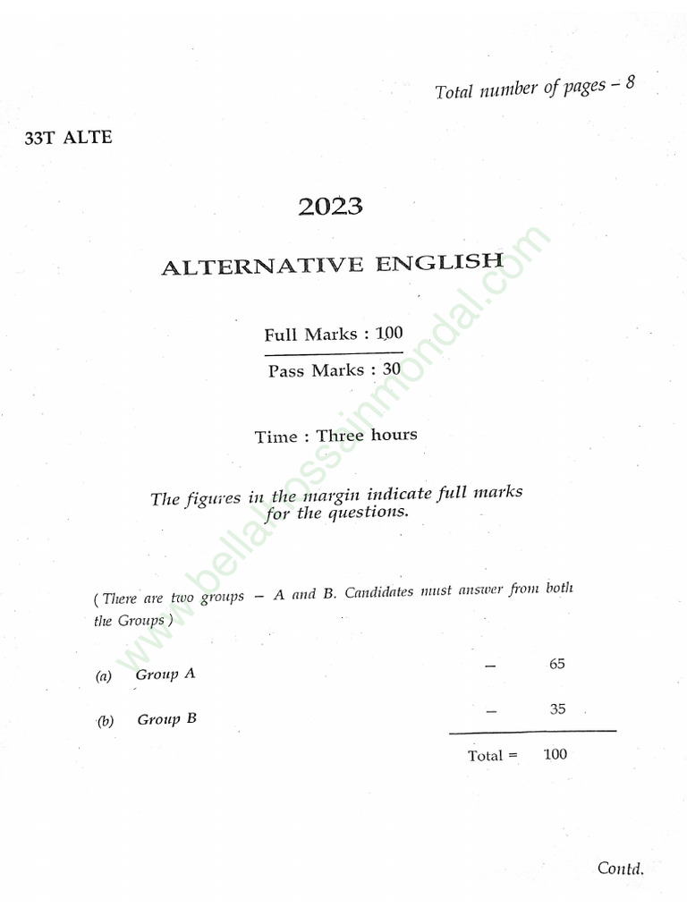 2023 English Exam Paper Overview | PDF