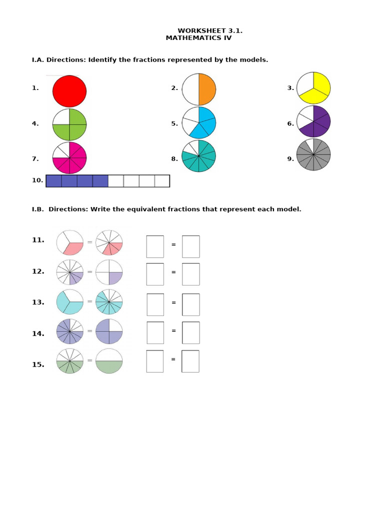 Math IV Worksheet and Answer Key | PDF