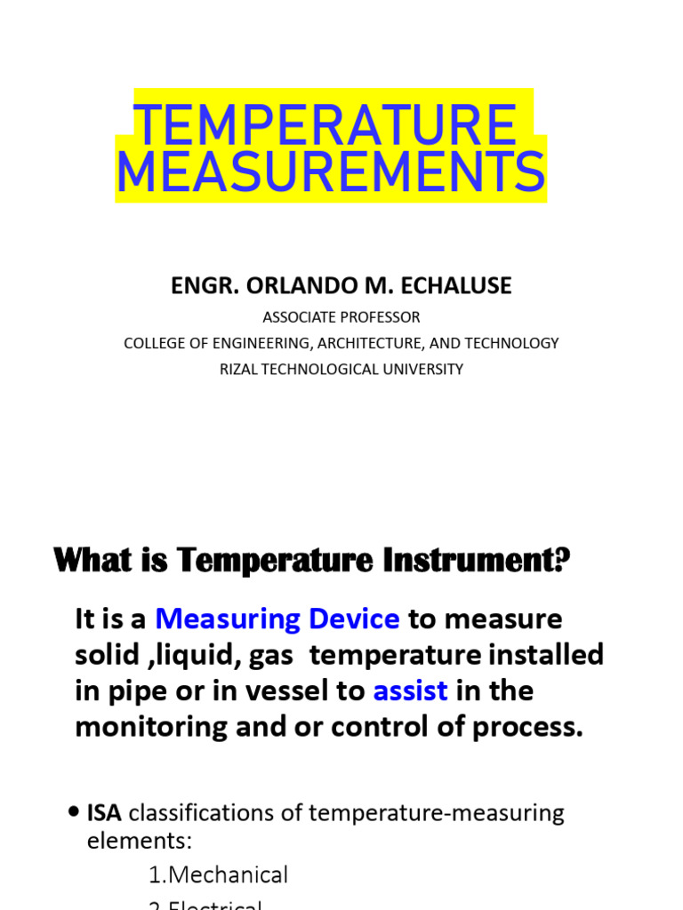 Temperature Measurement Devices Overview | PDF | Thermocouple | Thermometer