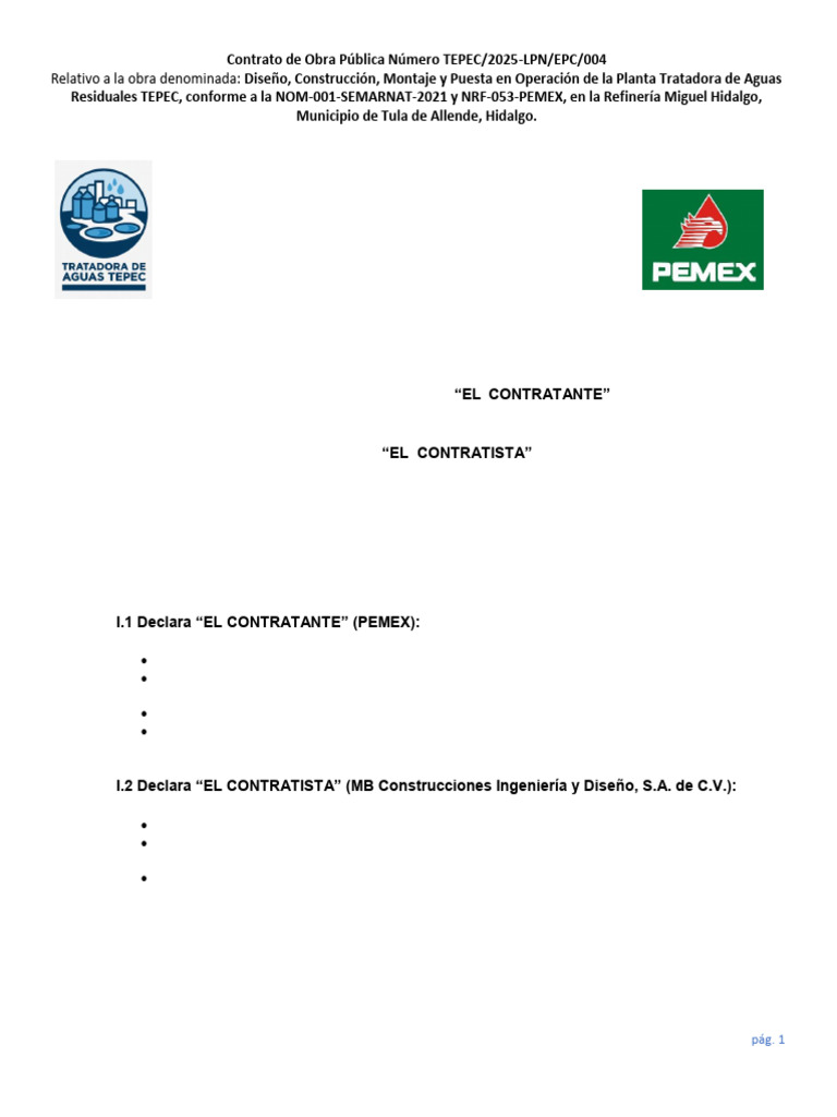 Contrato EPC Planta Tratadora TEPEC 2025 | PDF | Scada