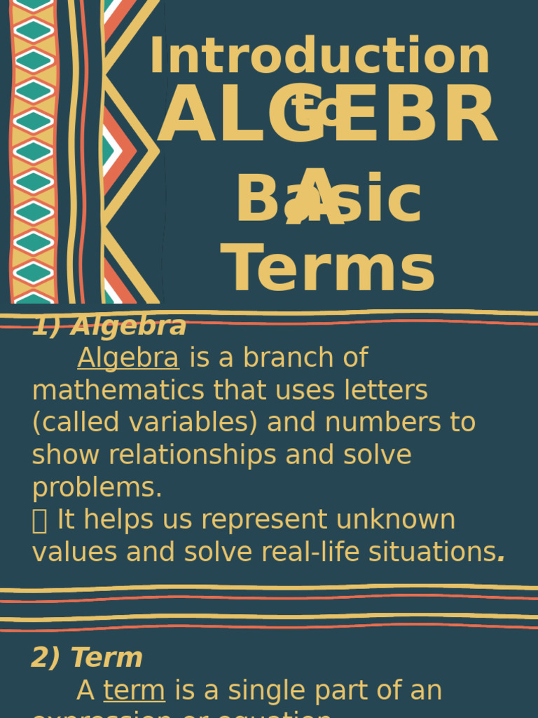 Lesson 1 - Algebra Basic Terms | PDF