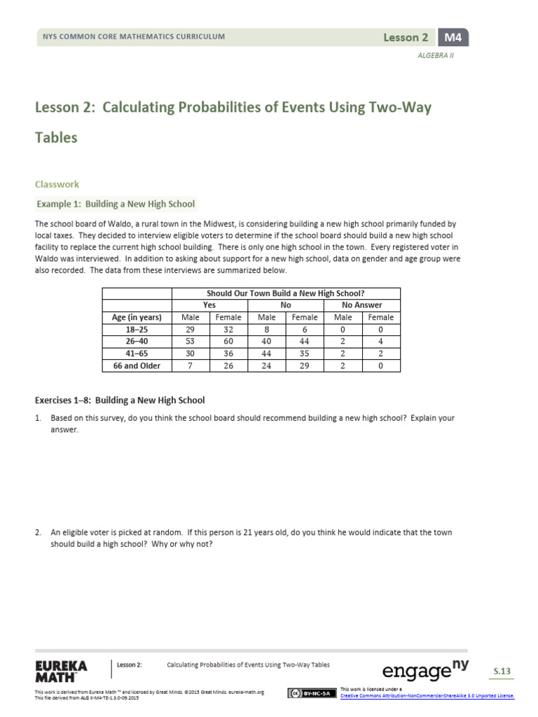 Algebra II m4 Topic a Lesson 2 Student | PDF | Mathematics | Creative Commons License