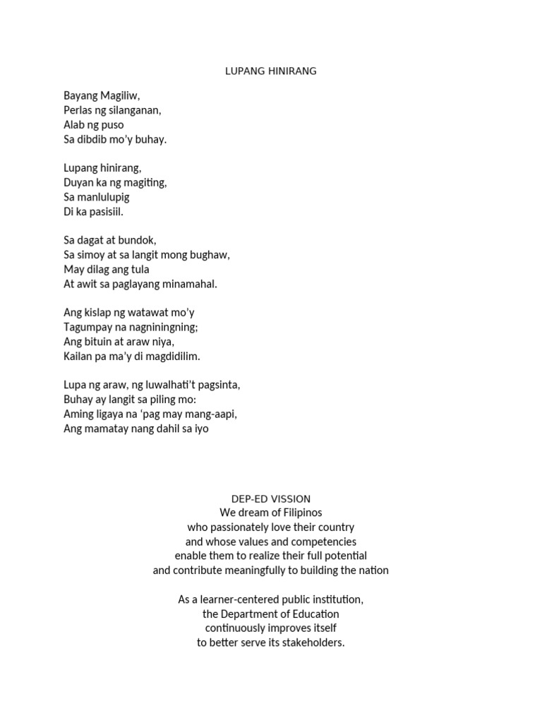 LUPANG HINIRANG | PDF