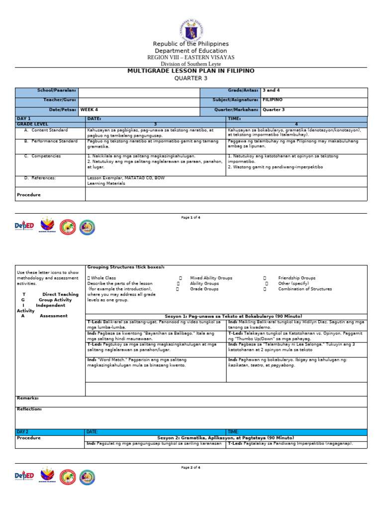 DLP in Filipino Week 4 q3 | PDF