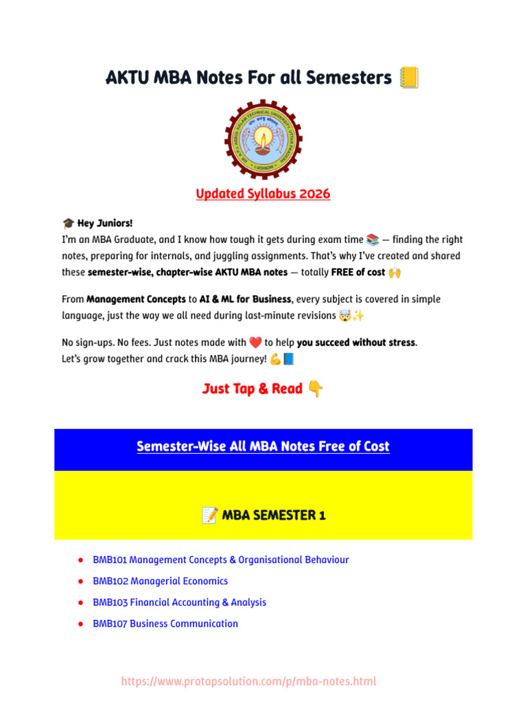 AKTU MBA Notes for All Semesters | PDF | Analytics | Master Of Business ...