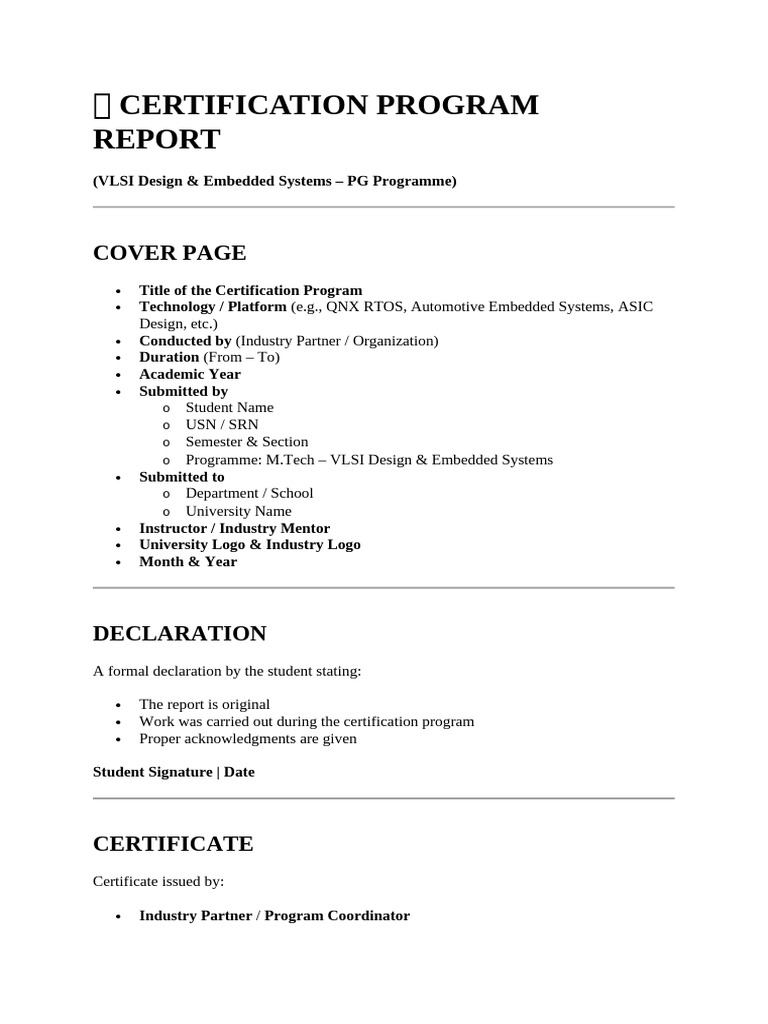 VLSI Design Certification Program Report | PDF | Methodology | Computing