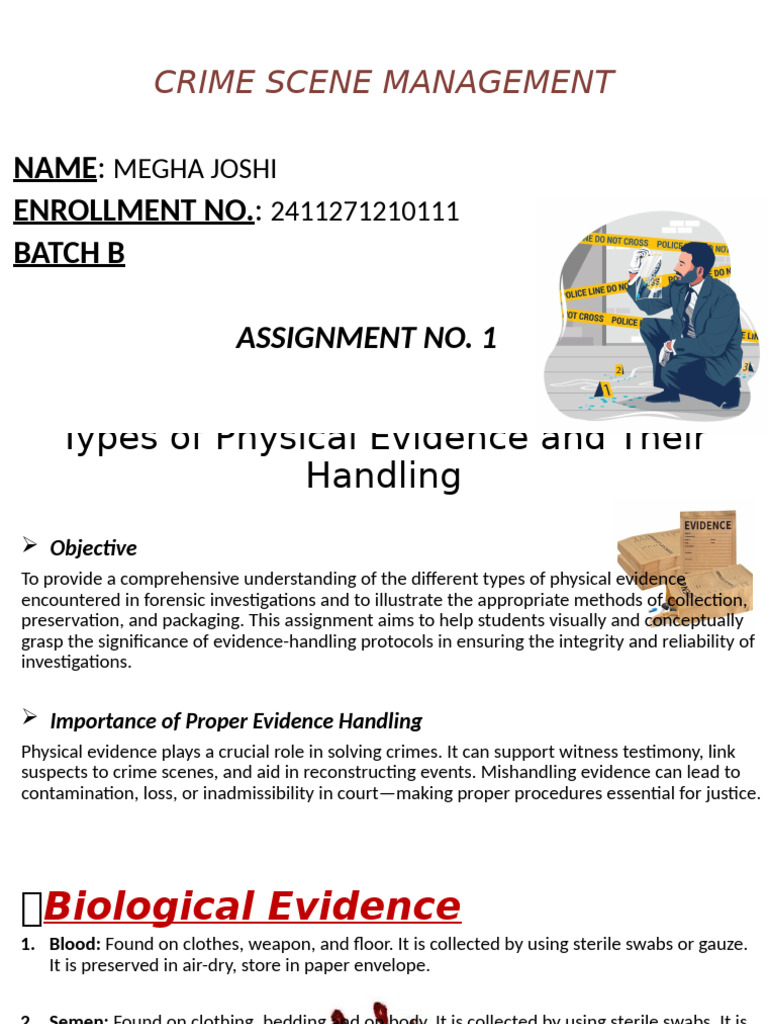 Types of Physical Evidence and Their Handling | PDF | Crime Scene ...