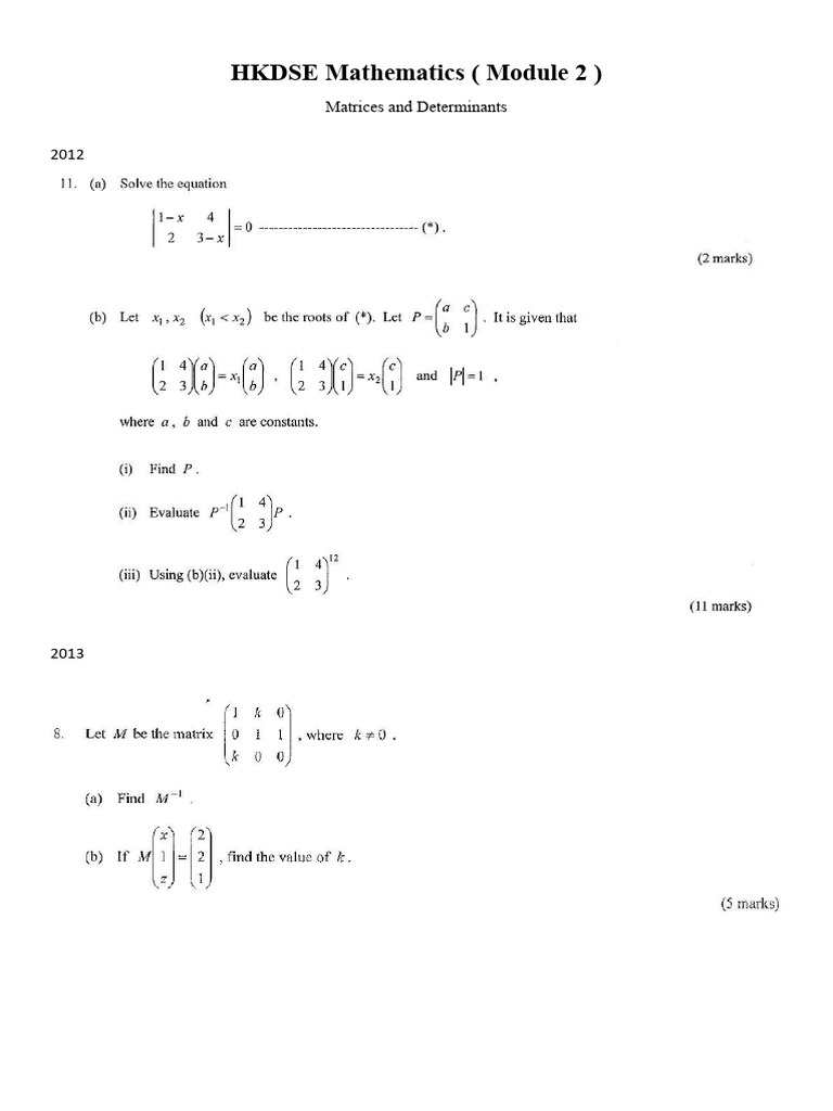 10. Matrices and Determinants | PDF