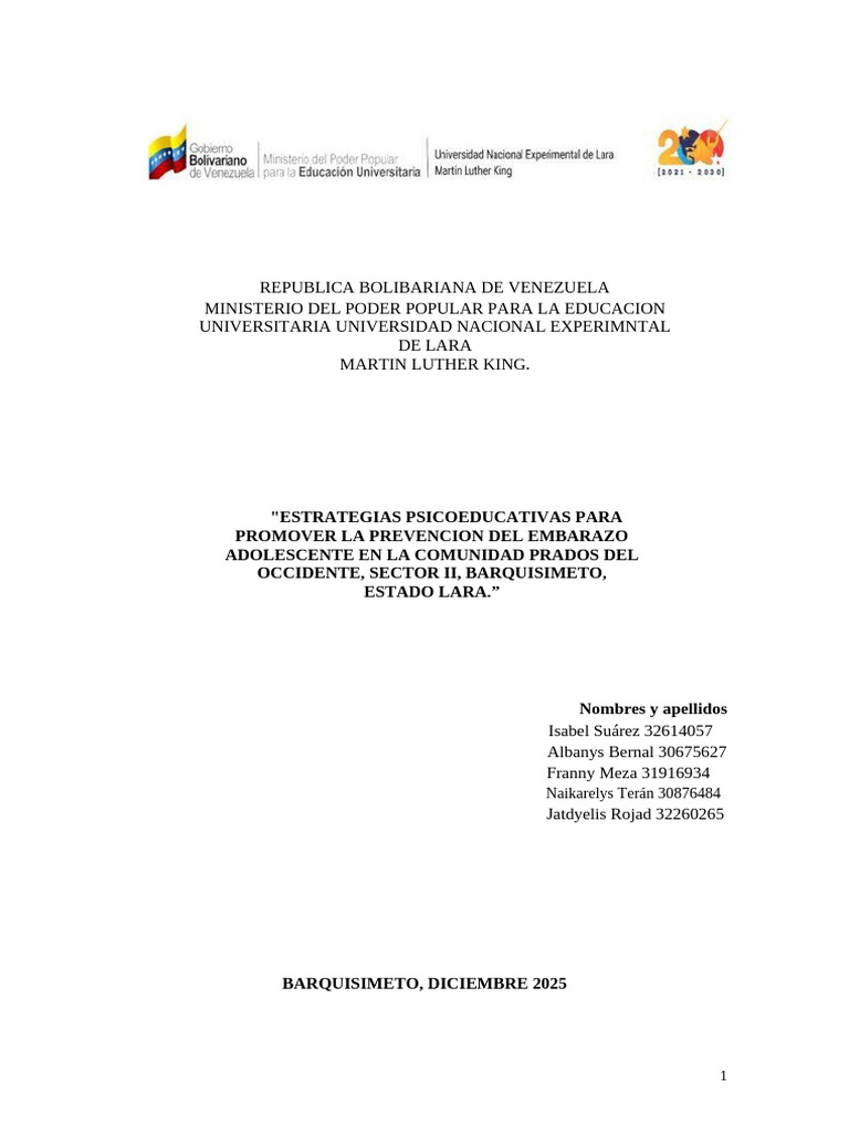 Proyecto psicología pre defensa | PDF | Psicología Social | El embarazo