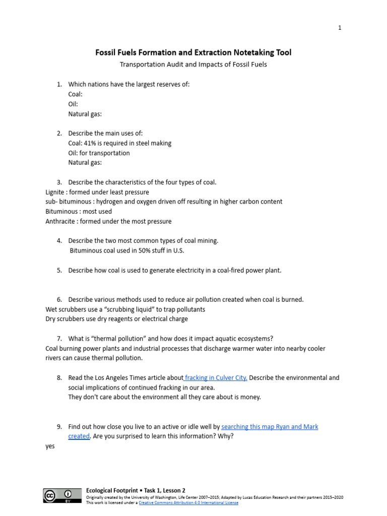 Fuels Formation and Extraction Notetaking Tool | PDF | Coal | Petroleum