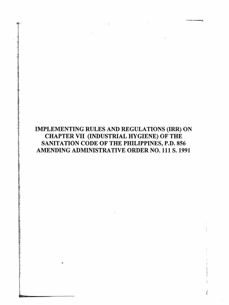 IRR on Industrial Hygiene in Philippines | PDF | Sanitary Sewer ...