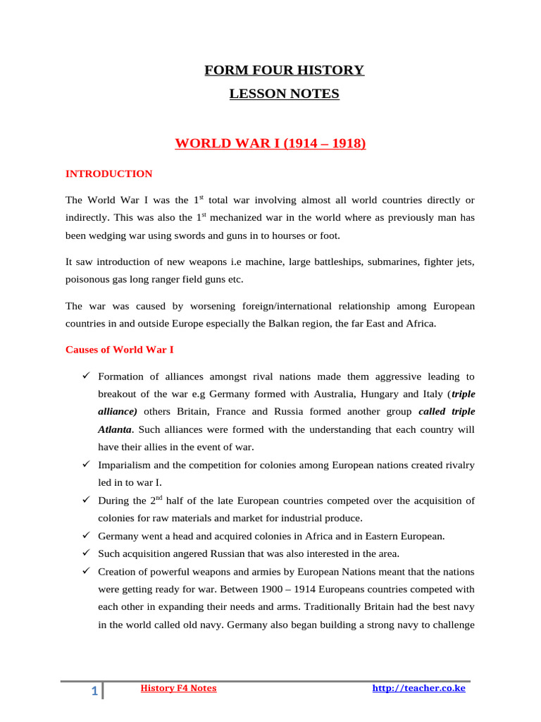 World War I Overview and Causes | PDF | Dominion | Western Front (World ...