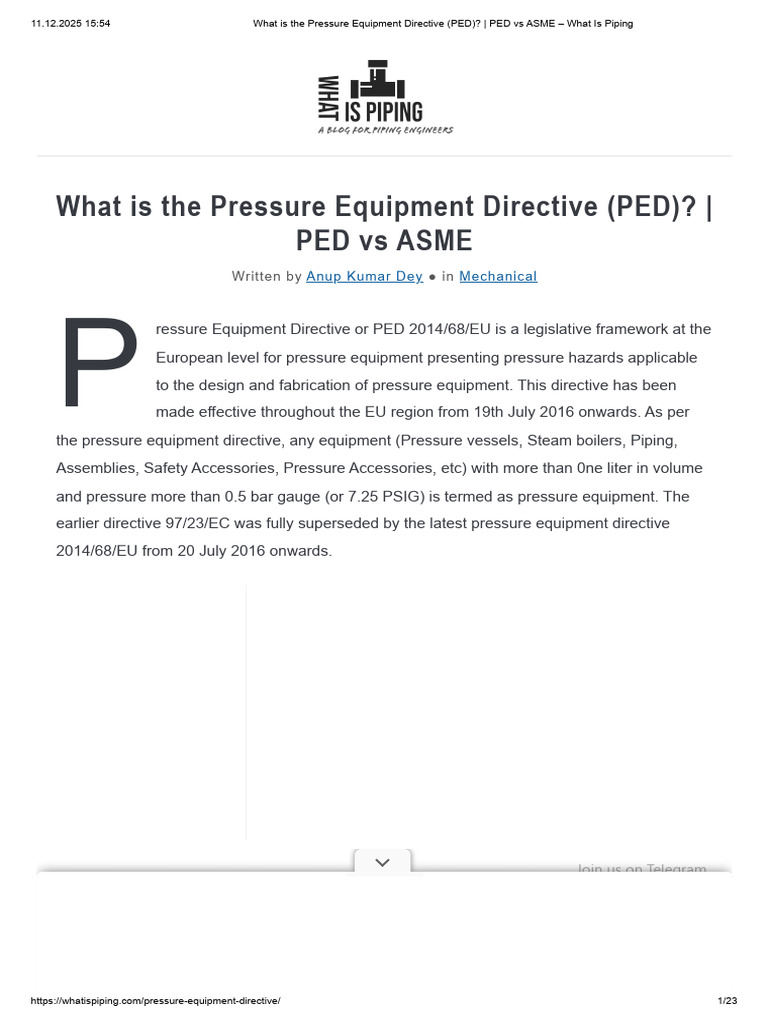 Understanding the Pressure Equipment Directive | PDF | Mechanical ...
