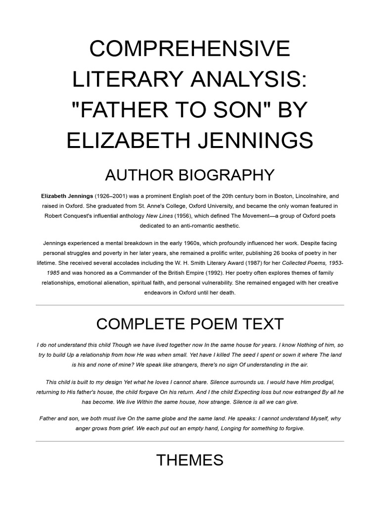 Literary Analysis of "Father to Son" | PDF | Social Alienation ...