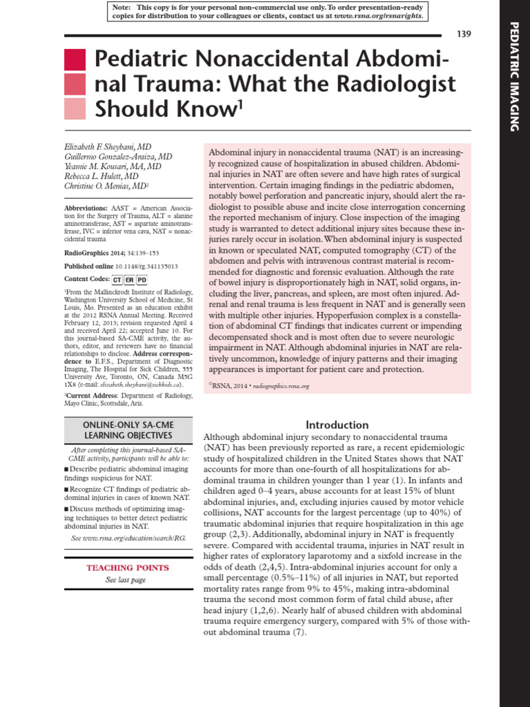Pediatric Abdominal Trauma in Abuse | PDF | Ct Scan | Major Trauma