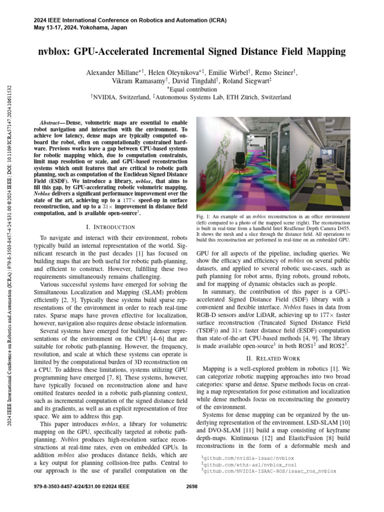 Nvblox GPU-Accelerated Incremental Signed Distance Field Mapping | PDF ...