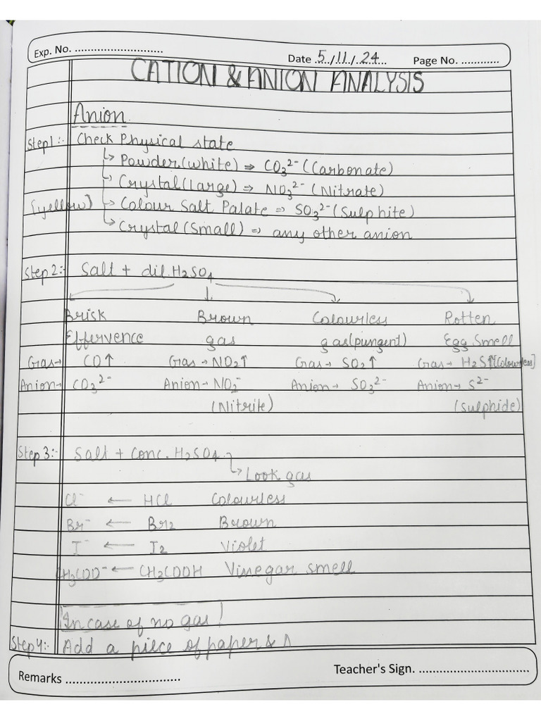 Cation&Anion Analysis For Class 12 Non Medical Students | PDF
