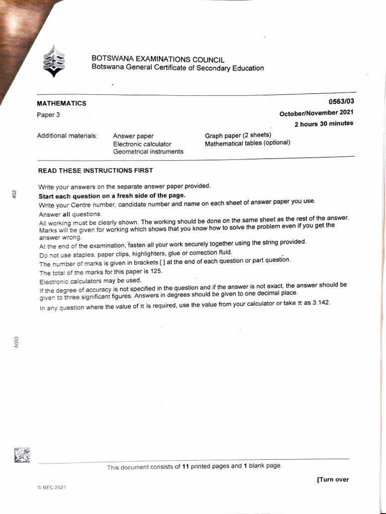 MATHS PAPER 3 2021 | PDF | Significant Figures | Area