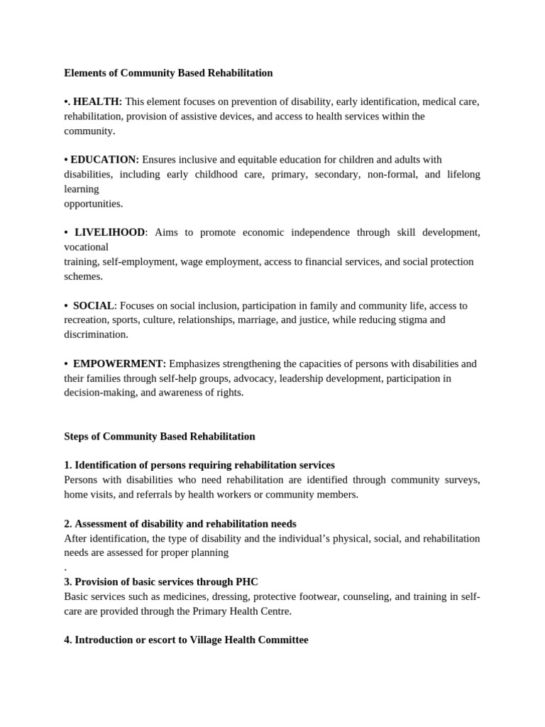 CBR.steps, Elements | PDF | Non Governmental Organization | Disability