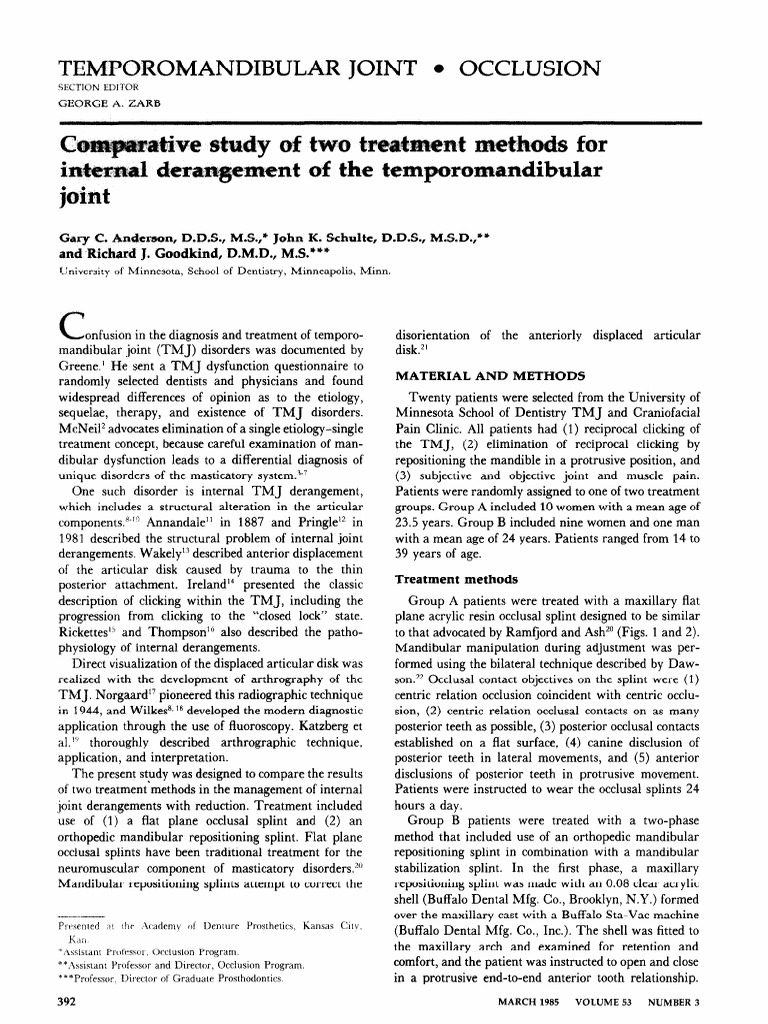 Anderson 1985 Comparative Study of Two Treatment Methods for Internal ...
