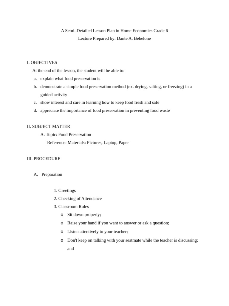 440398142 Semi Detailed Lesson Plan He Docx | PDF | Food Preservation ...