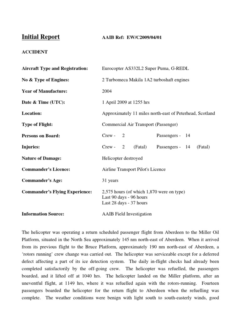Initial Report | PDF | Helicopter | Flight Recorder