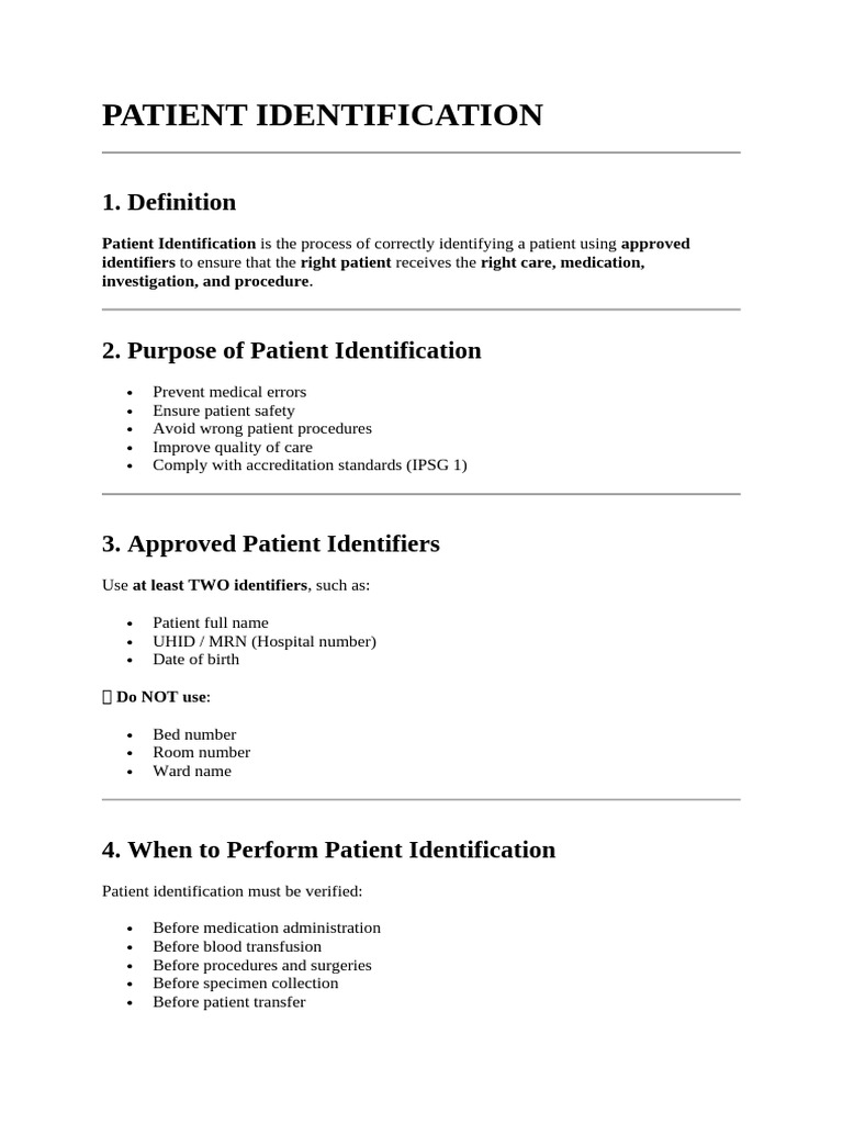 Patient Identification Pre Post | PDF | Patient | Patient Safety