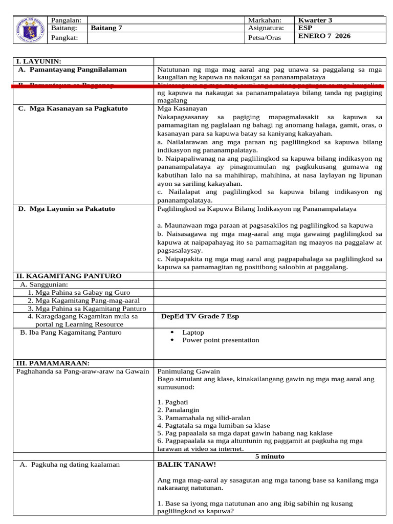 Lesson Plan in Esp | PDF