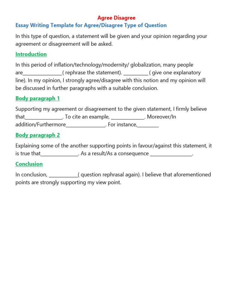 Agree/Disagree Essay Writing Guide | PDF | Cognition | Behavioural Sciences