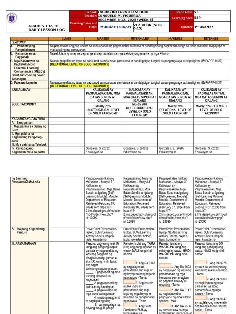Q3_ESP_DLL_WEEK 6 | PDF
