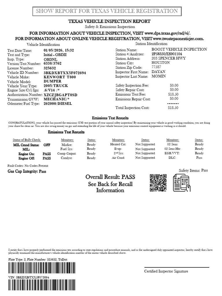 Texas Vehicle Inspection Out Of State